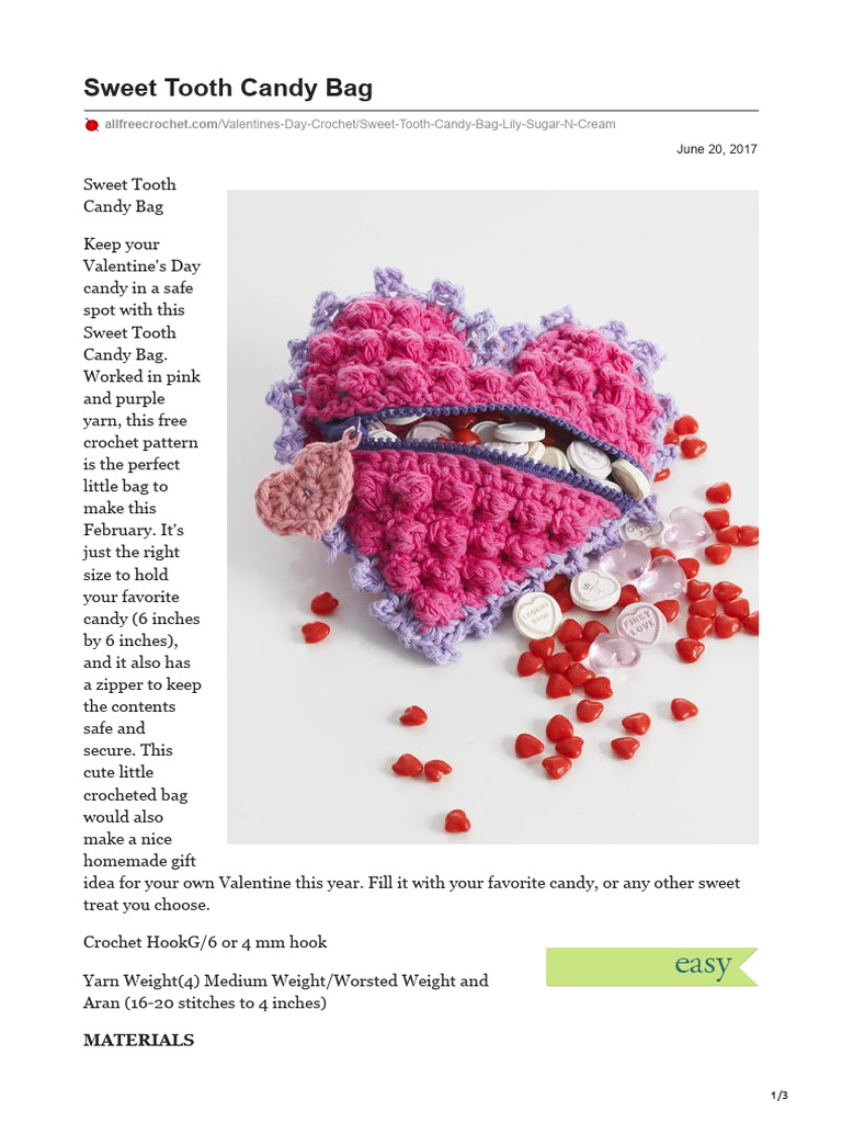 Sweet Tooth Candy Bag | PDF | Crochet | Needlework