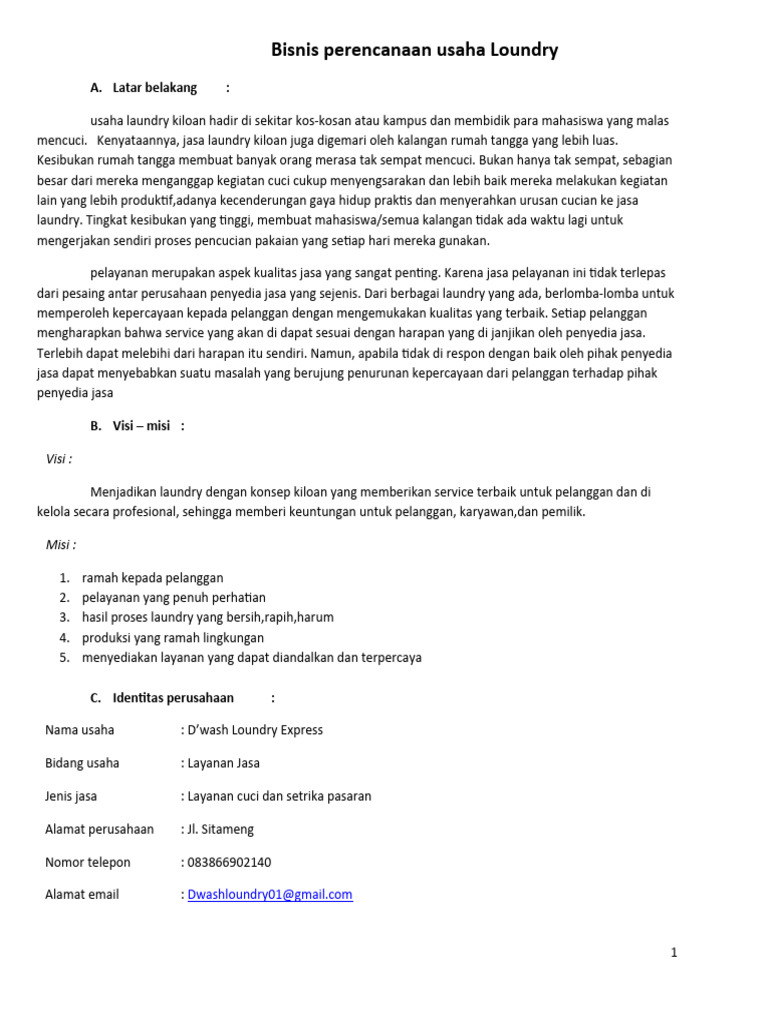 MSDM (Laundry Company Profile Perencanaan) | PDF