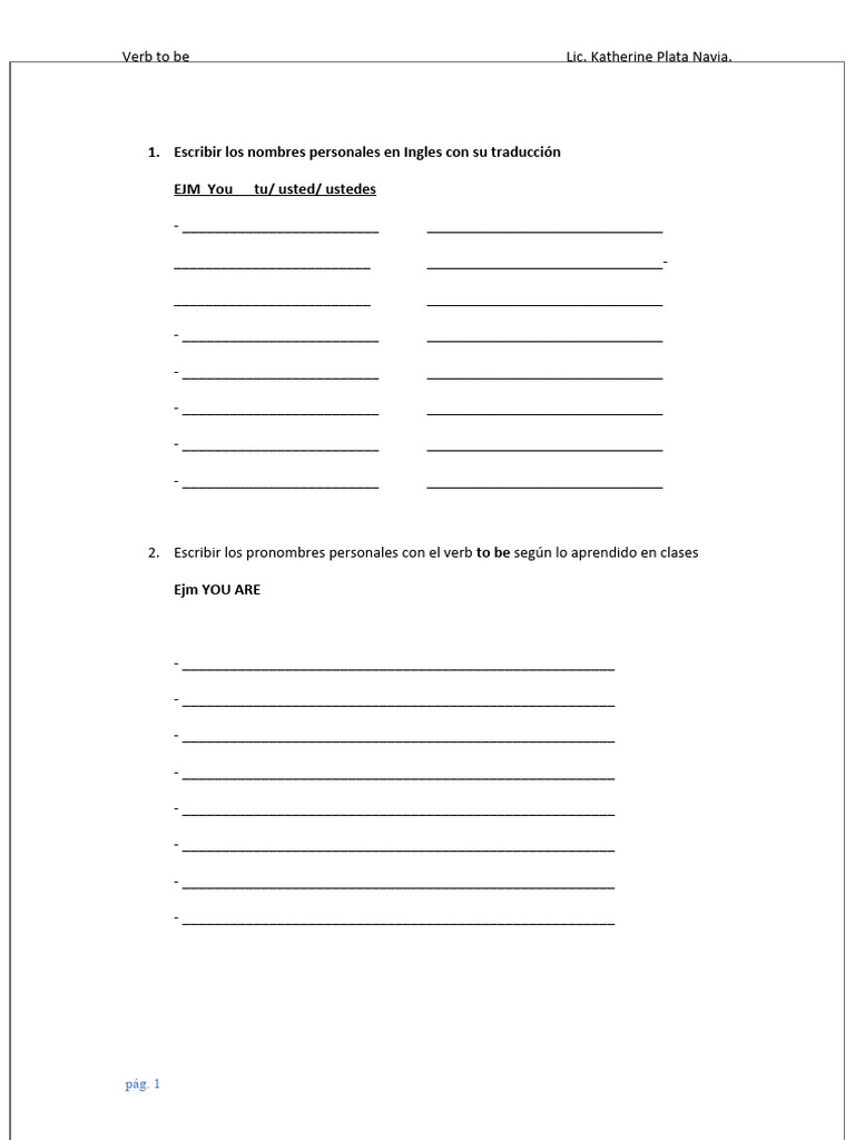 VERB TO BE WRITING | PDF