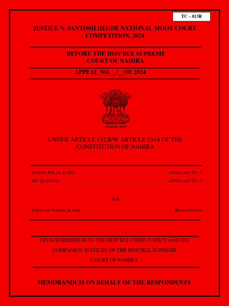 Justice N. Santosh Hegde National Moot Court Competition, 2024 | PDF ...