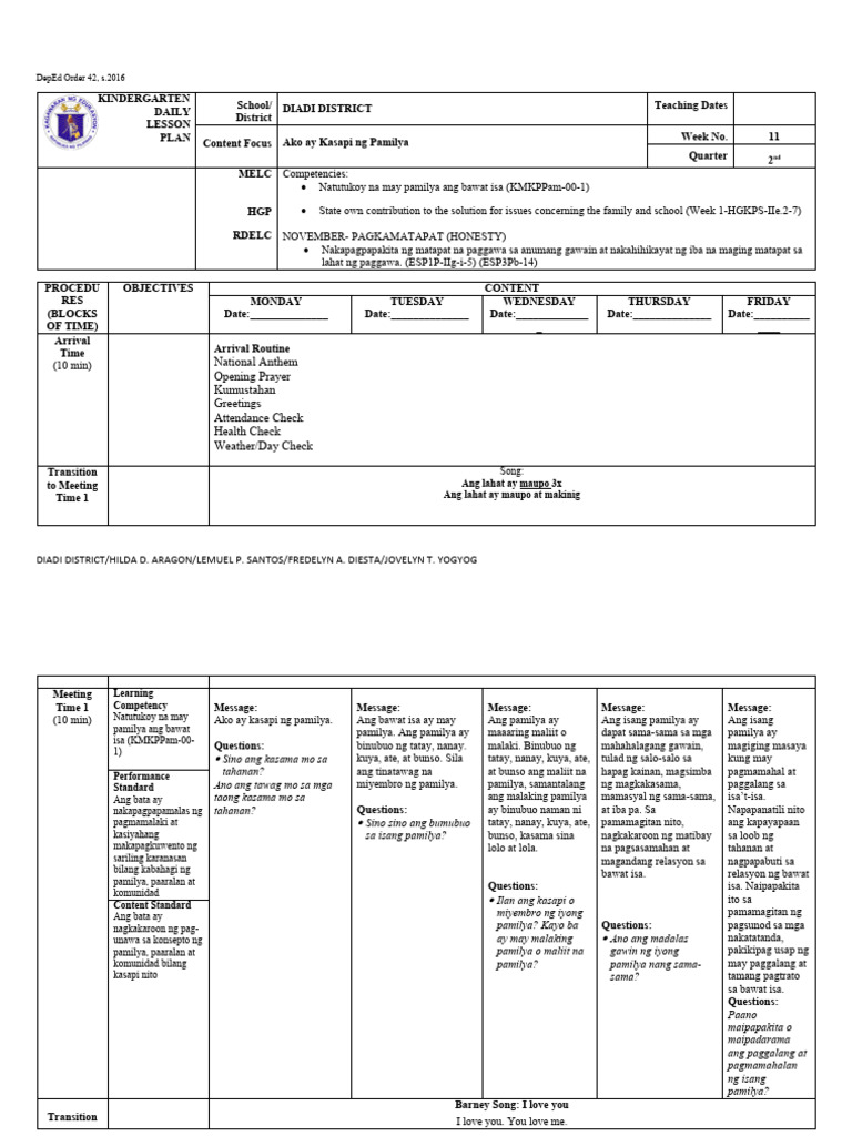 Week-11-DLL-Jovelyn T. Yogyog - Diadi | PDF