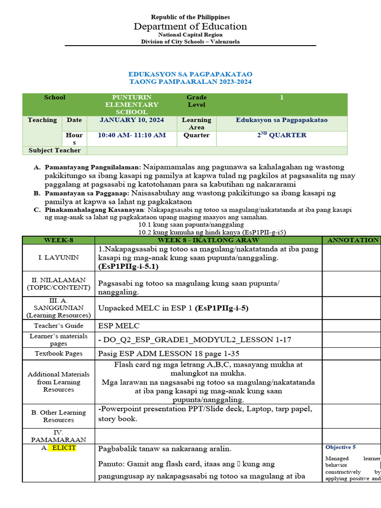 ESP 7E LESSON PLAN EXEMPLAR Co2 | PDF