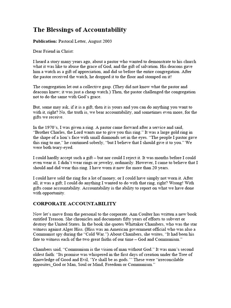 August 2003 - The Blessings of Accountability | PDF | Adam | Jesus
