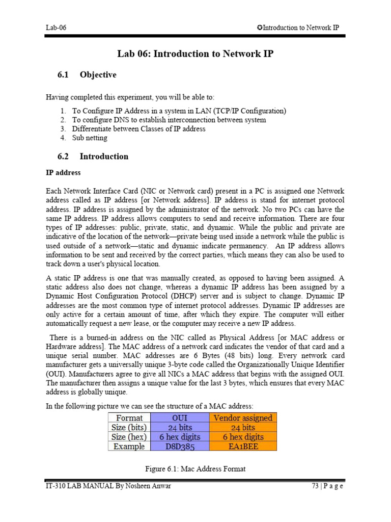 Lab 06 | PDF | Ip Address | Computer Network