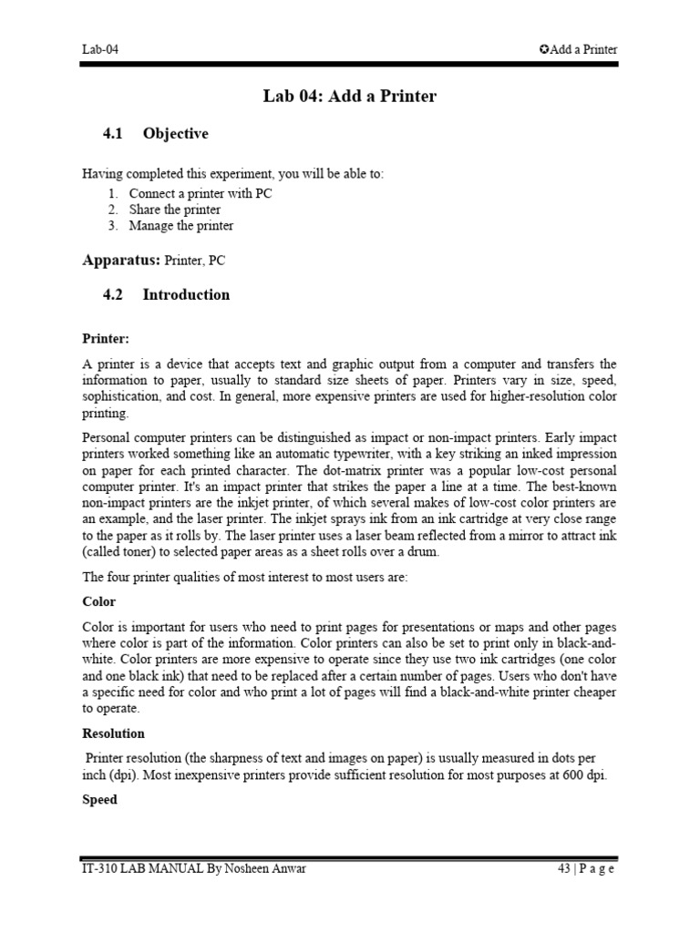Lab 04 | PDF | Printer (Computing) | Computer Science