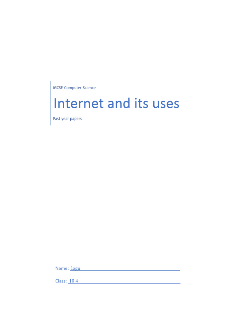 IGCSE Computer Science: Internet & Cybersecurity | PDF | World Wide Web | Internet & Web