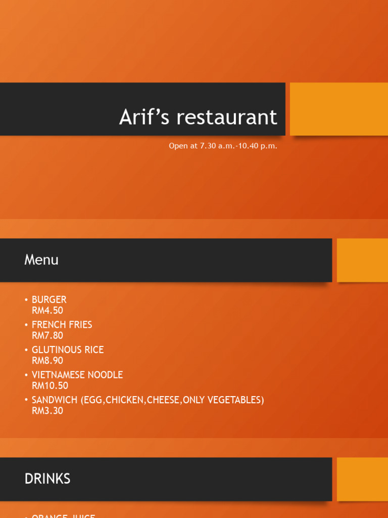 My Restaurant | PDF