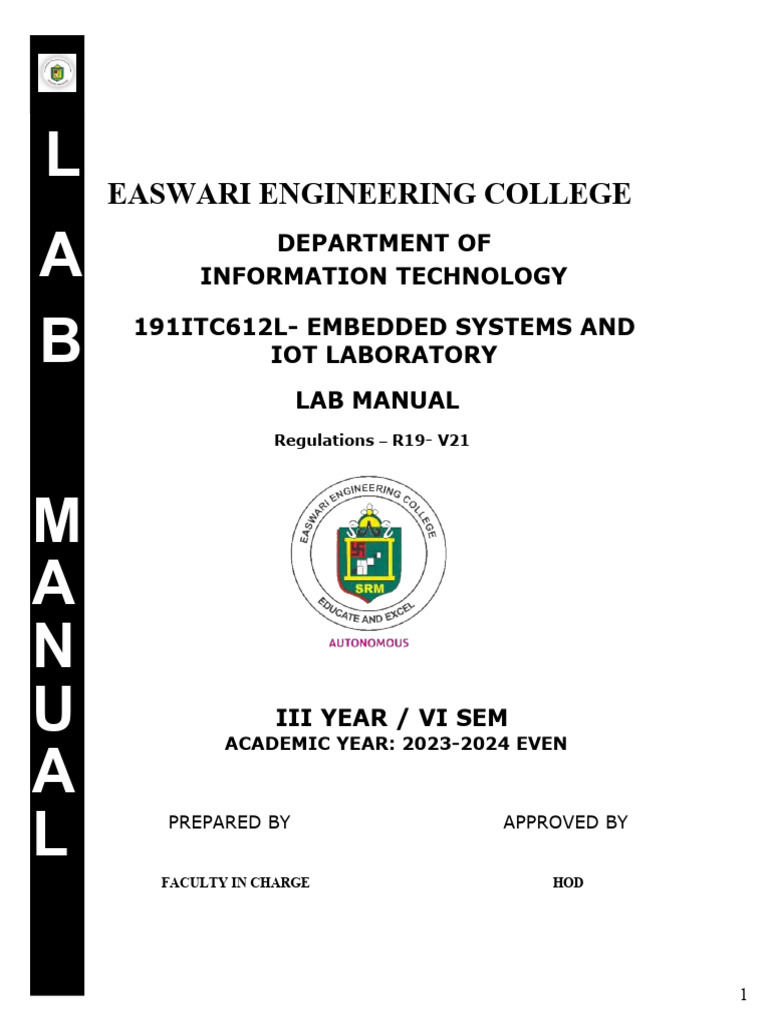 ES IOT LAB Manual Final 23-24 - Pagenumber | PDF | Microcontroller | Engineering