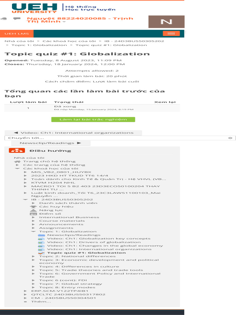 IB - 24D3BUS50305202 Topic quiz #1 Globalization | PDF