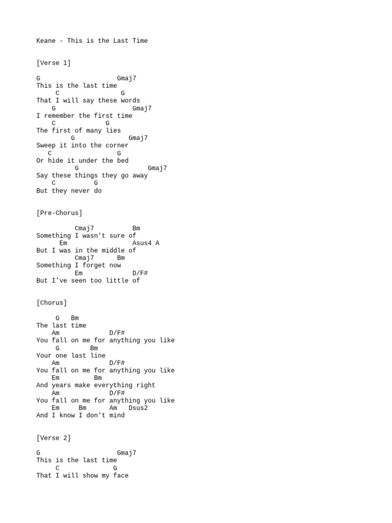 Keane - This is the Last Time | PDF | Song Structure | Songs