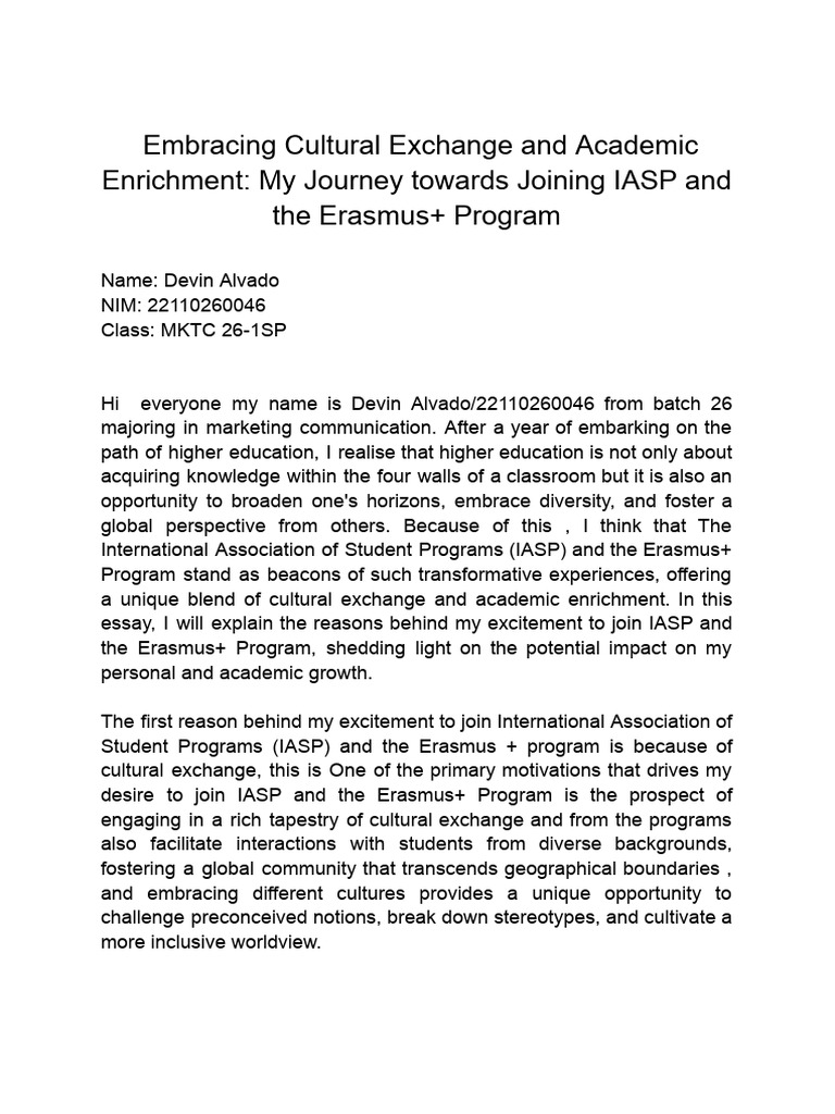 Cultural Exchange and Academic Growth Journey | PDF | Personal ...