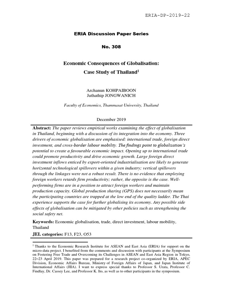 Economic Consequences of Globalisation Case Study of Thailand | PDF ...