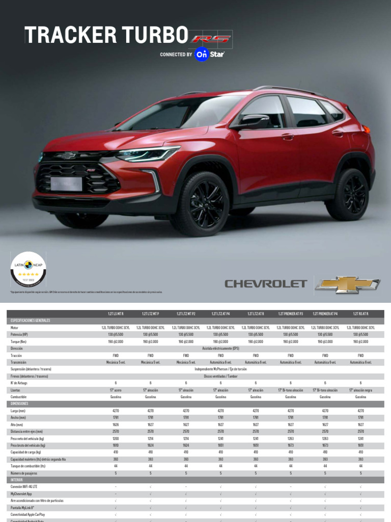 Ficha Técnica Chevrolet Tracker 2024 | PDF | Tecnología de vehículos ...