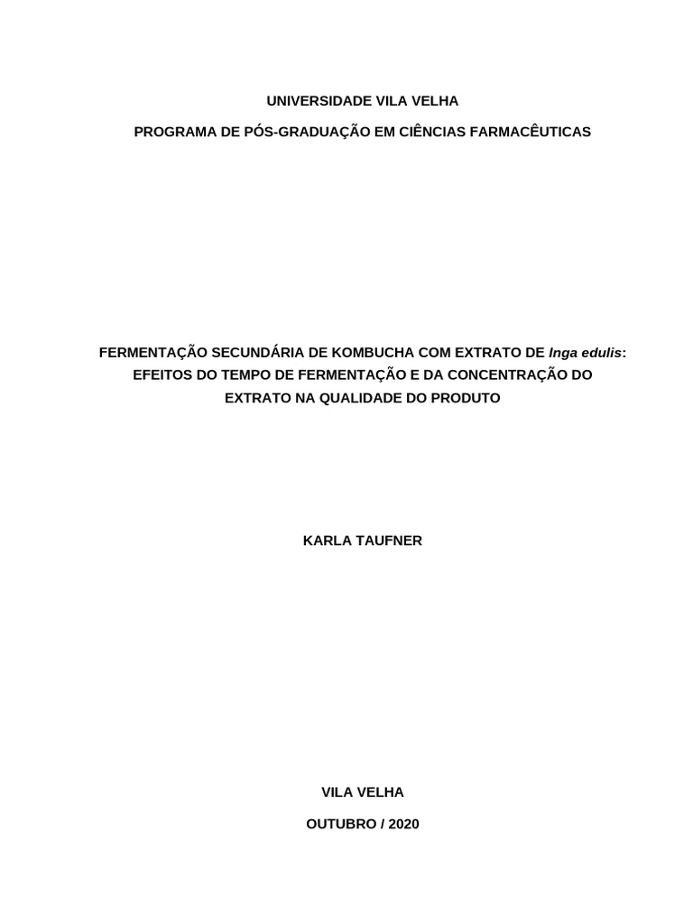Dissertação Final de Karla Taufner-Fermentação Secundaria | PDF ...