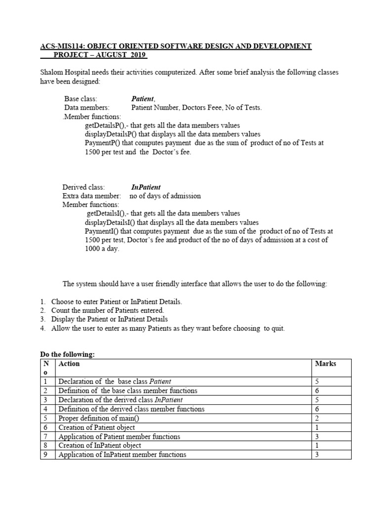Acs Mis114 Oop Project Pdf Class Computer Programming Method Computer Programming 