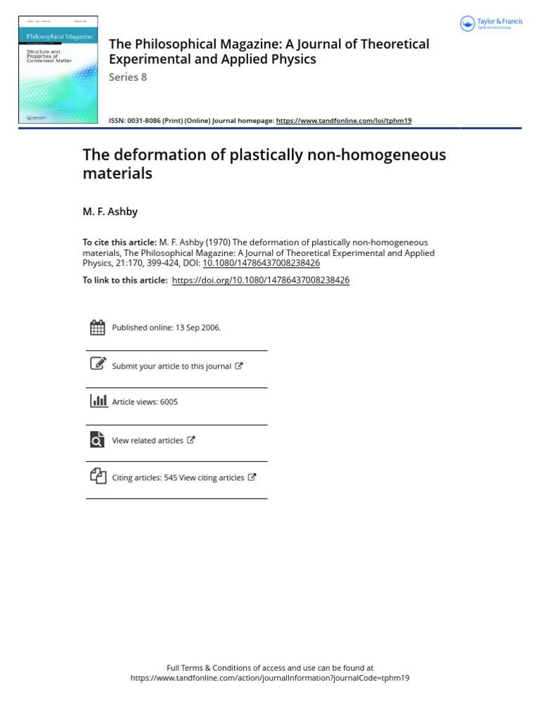 Ashby 1970 The Deformation of Plastically Non | Download Free PDF ...