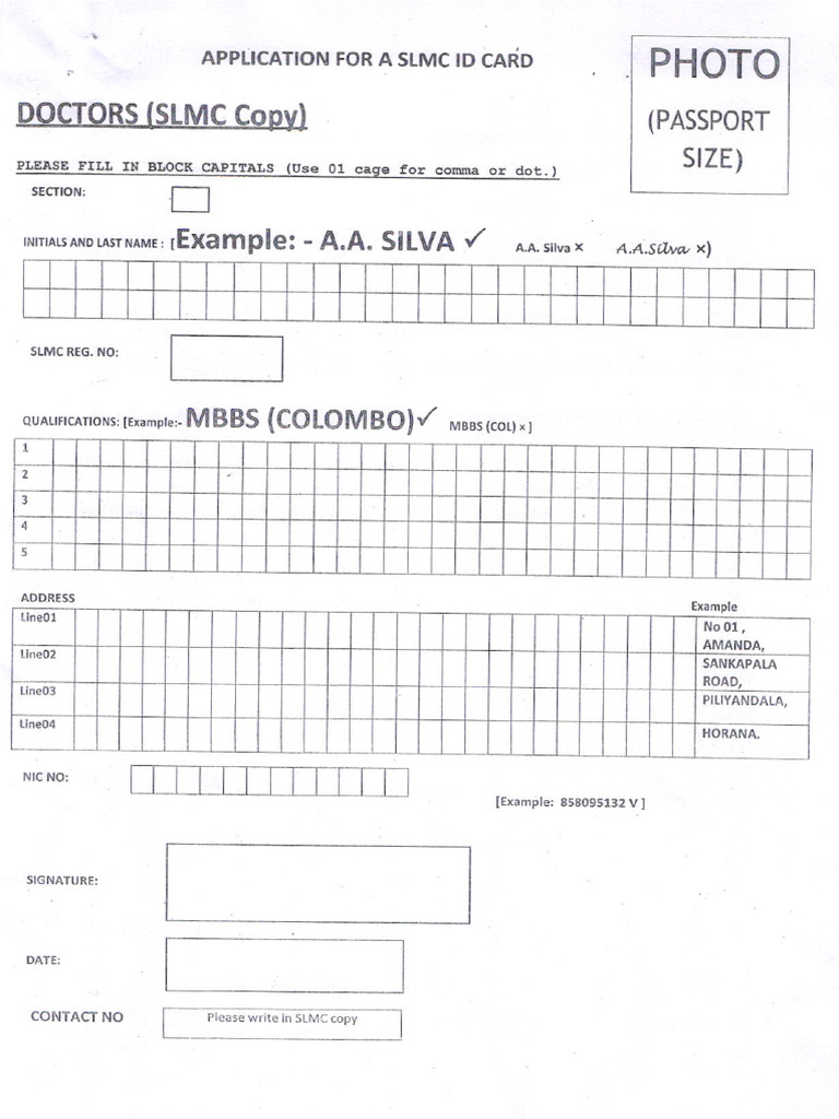 Application For SLMC Id Card | PDF | Identity Document | Authentication