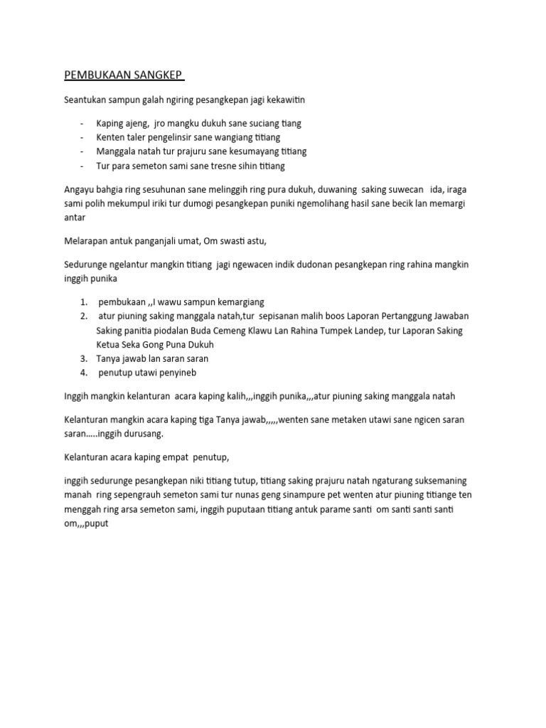 Pembukaan Sangkep Natah | PDF | Kesehatan Holistik