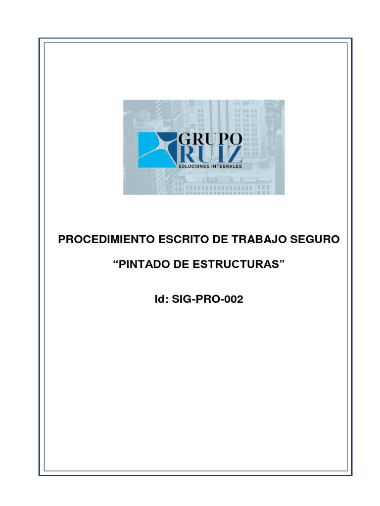 Sig-Pro-002 Procedimiento Escrito de Trabajo Seguro (Pintado de ...