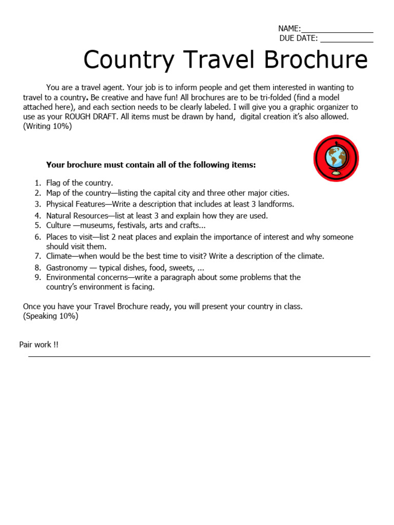 Country Travel Brochure Project Guide | PDF
