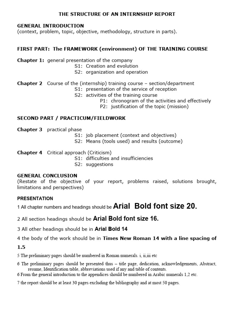 The STRUCTURE of AN INTERNSHIP REPORT - 054012 | PDF