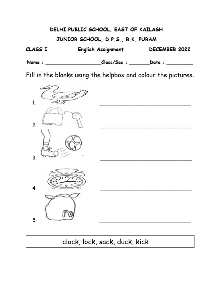 Class 1_english_december#4 - Copy | PDF