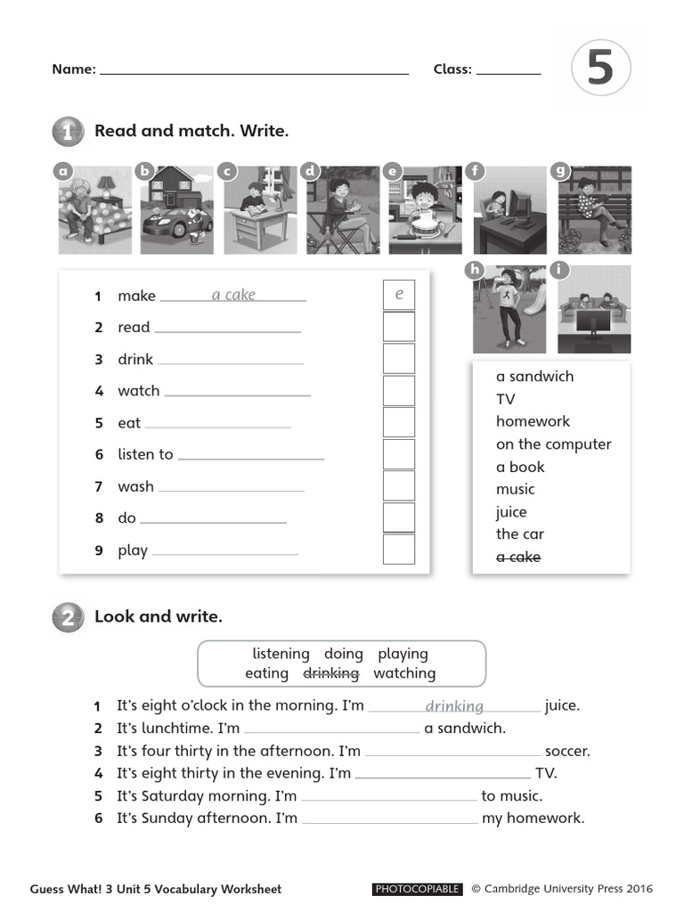 Guess What_3_AE_Unit 5_Vocabulary_Worksheet | PDF