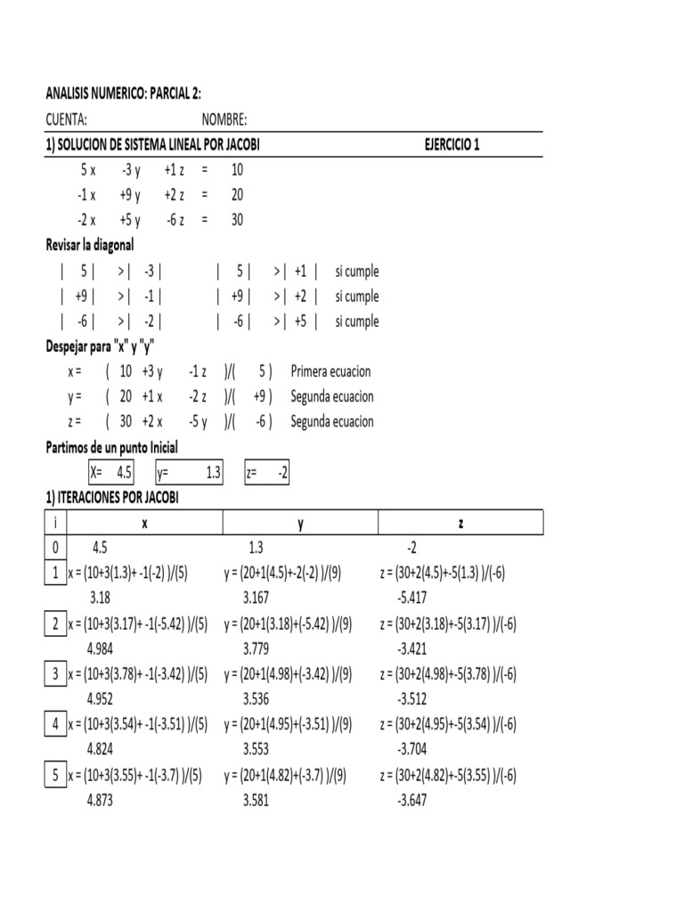 AN Aproximaciones Gauss Seidel | PDF | Sistema de ecuaciones lineales | Análisis numérico