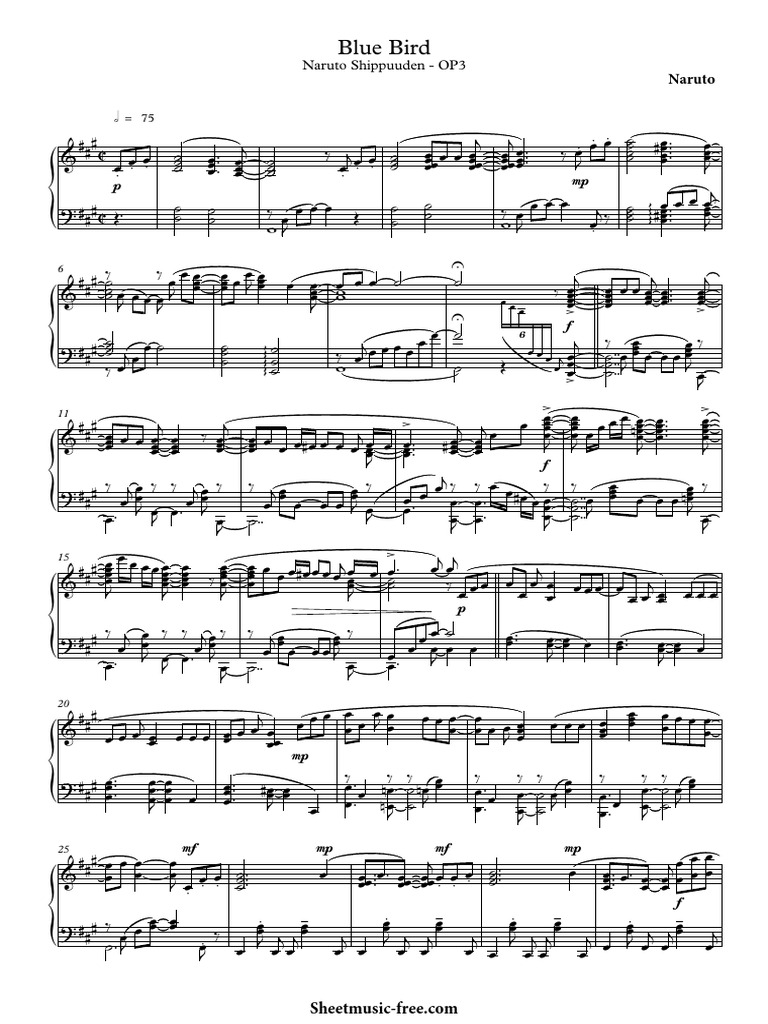 Blue Bird Sheet Music Naruto | PDF