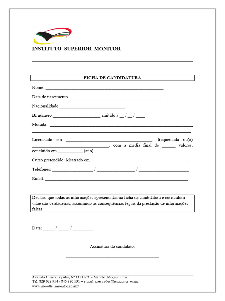 FICHA DE CANDIDATURA | PDF
