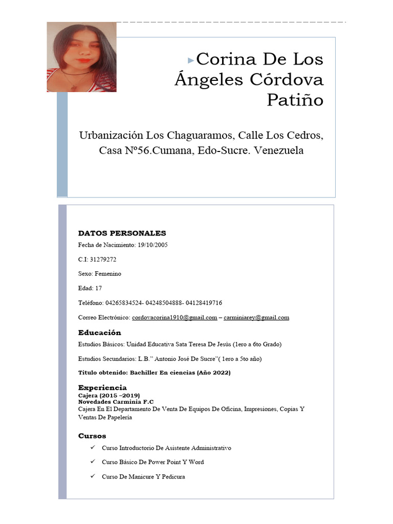 Currículo de Corina Córdova Patiño | PDF