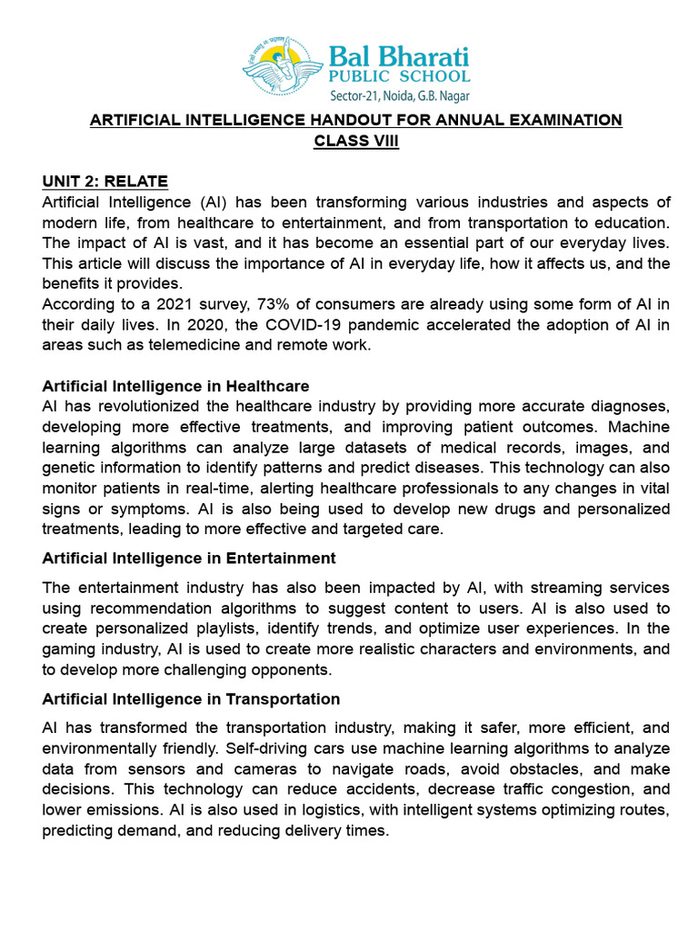 AI Handout VIII_Annual Examination | PDF | Artificial Intelligence | Intelligence (AI) & Semantics