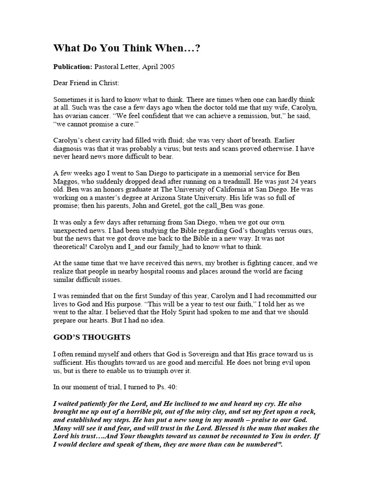 April 2005 - What Do You Think When... | PDF | Faith | Thought