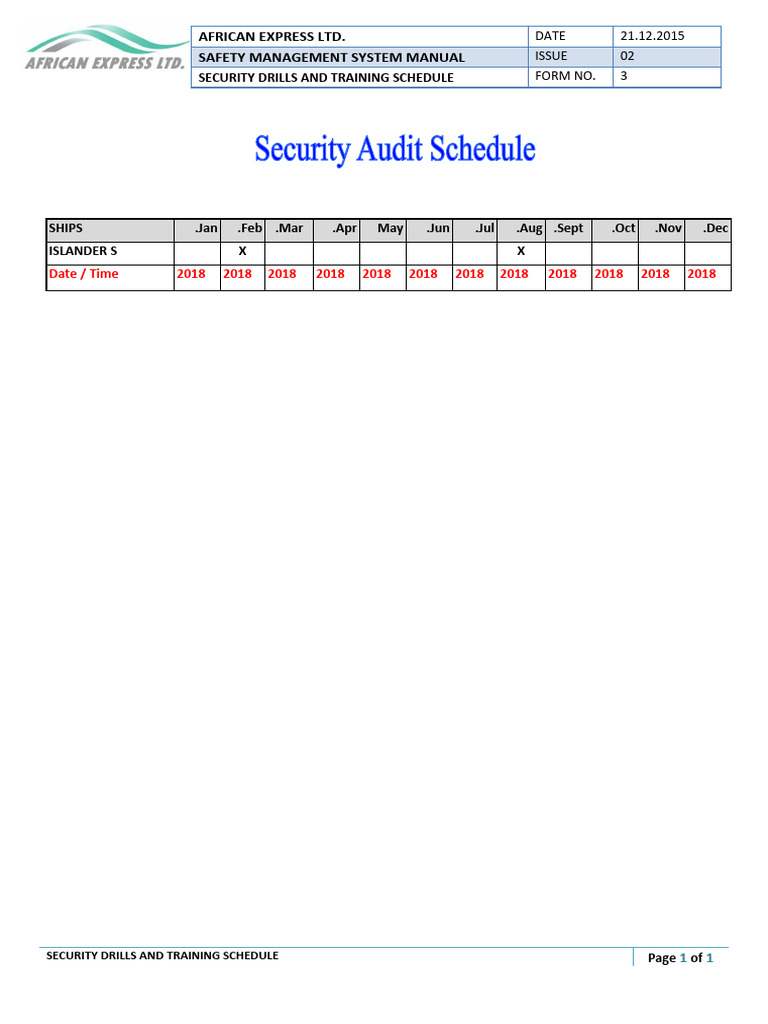 Security Drills & Training Schedule | PDF