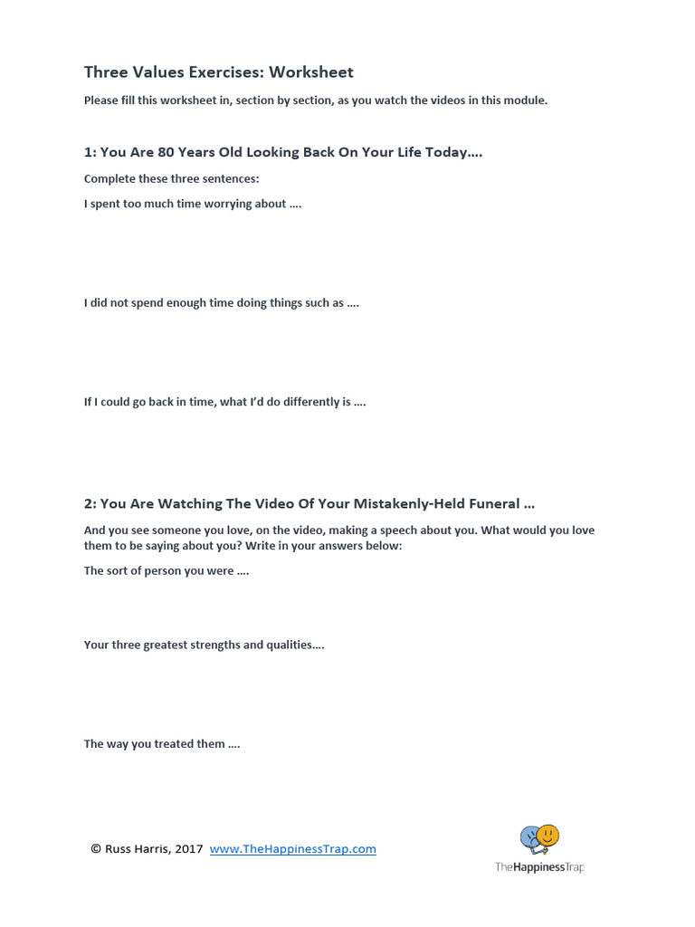 3 Values Exercises - Worksheet | PDF