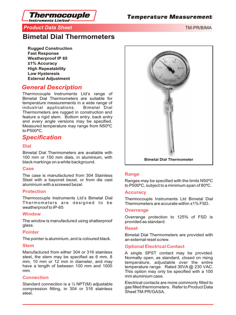 Bimetallic Temp Gauge | PDF