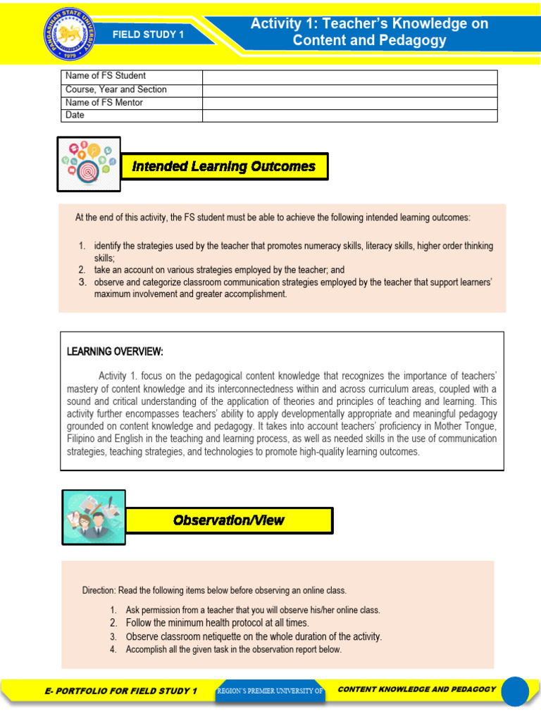 Activity 1 - FS 1 | PDF | Pedagogy | Learning