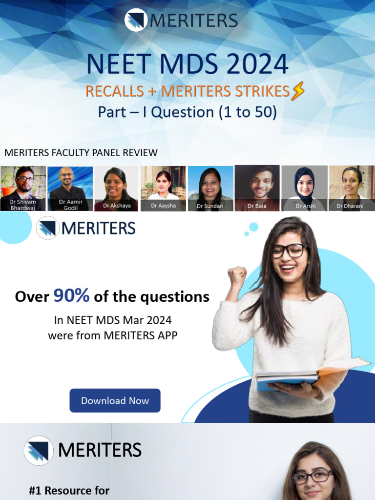 Neet Mds 2024 - Mertiers Recall and Strike Rate - Part 1 | PDF ...