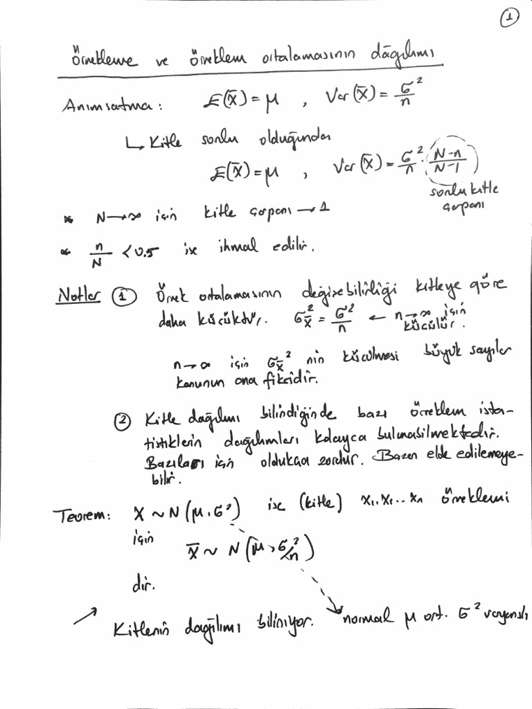 5.mat - İst2 Ornekleme Dagilimlari Ve Limit Teoremler Ve Tahmin Tahmin Edic | PDF