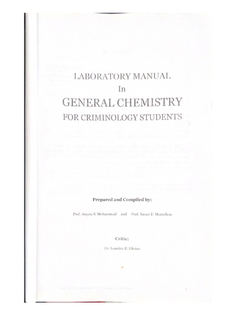 Laboratory Manual Chemistry | PDF
