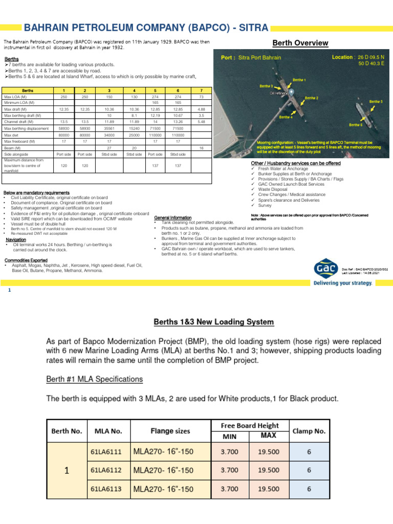 Bapco Terminal Info - GAC Bahrain | PDF | Fuel Oil | Oil Tanker