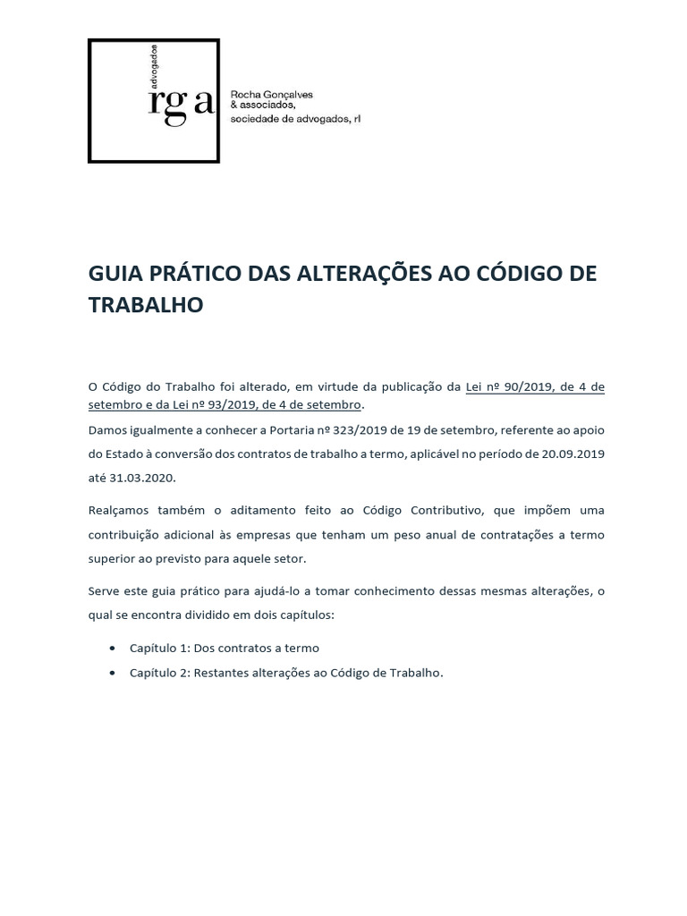 Alterações ao Código de Trabalho 2019 | PDF | Advogado | Direito Privado
