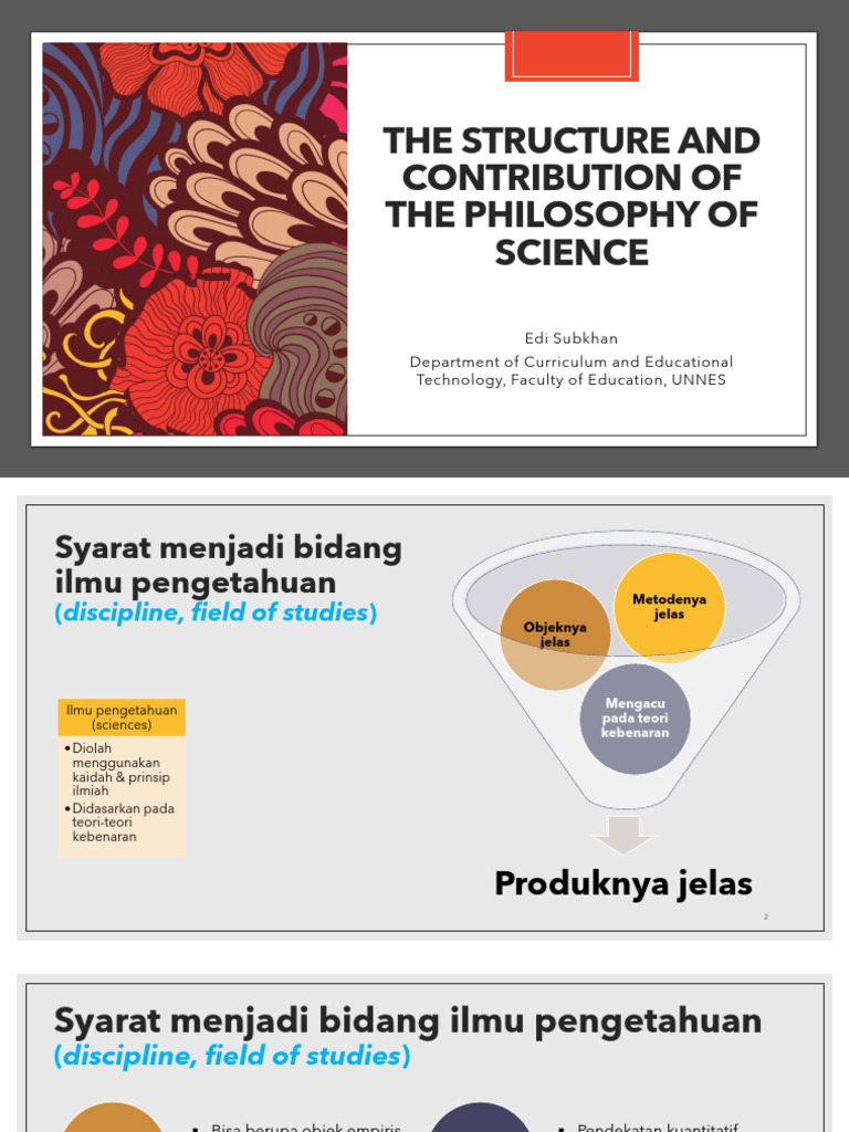 The Structure of Science and Contribution of The Philosophy of Science ...