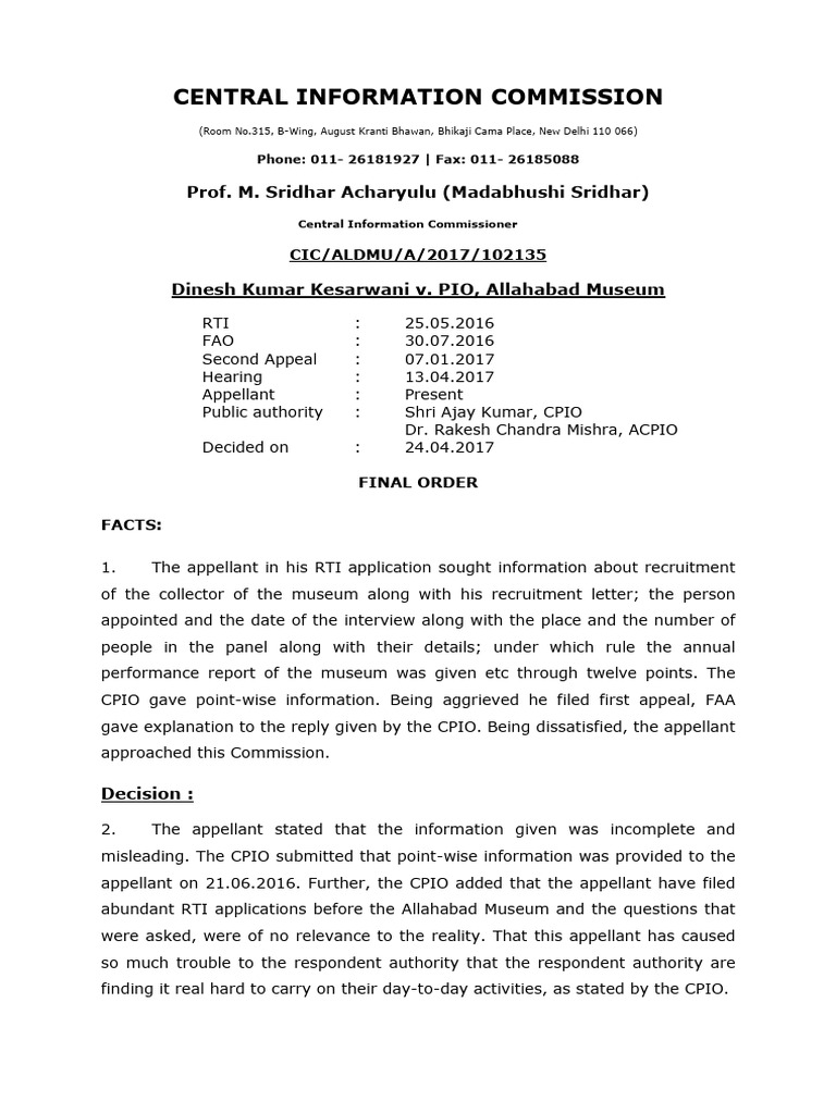 CIC decision | PDF | Human Rights | Rights