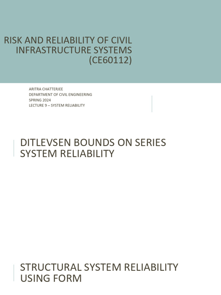 Lecture 9 3 System Reliability 2 240308 Pdf