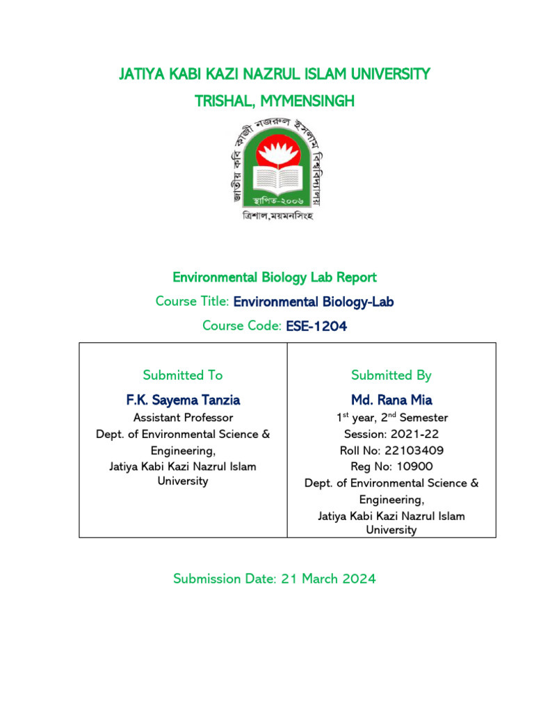 Cover Page Biology | PDF | Laboratories