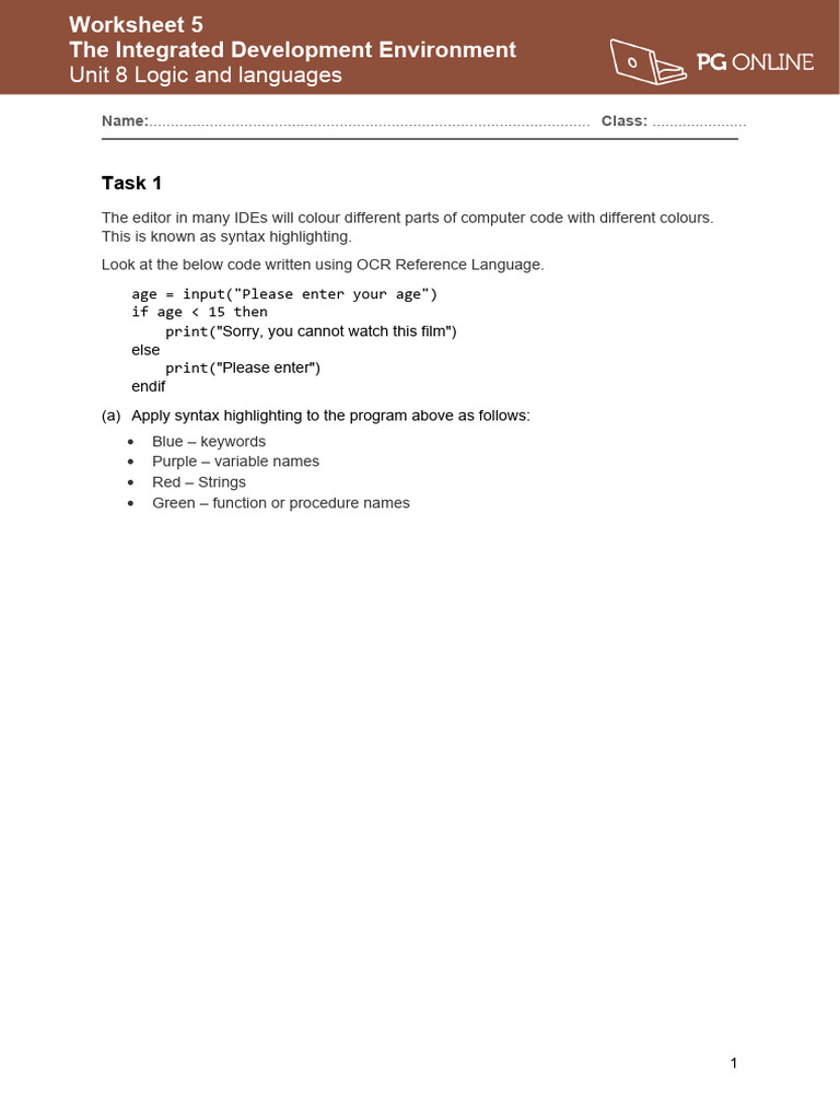 T5 Worksheet 5 | PDF | Integrated Development Environment | Computing