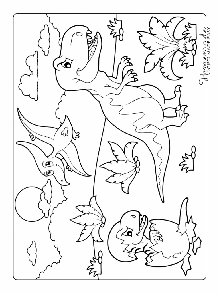 Dinosaur Coloring Pages Cartoon Prehistoric Scene | PDF