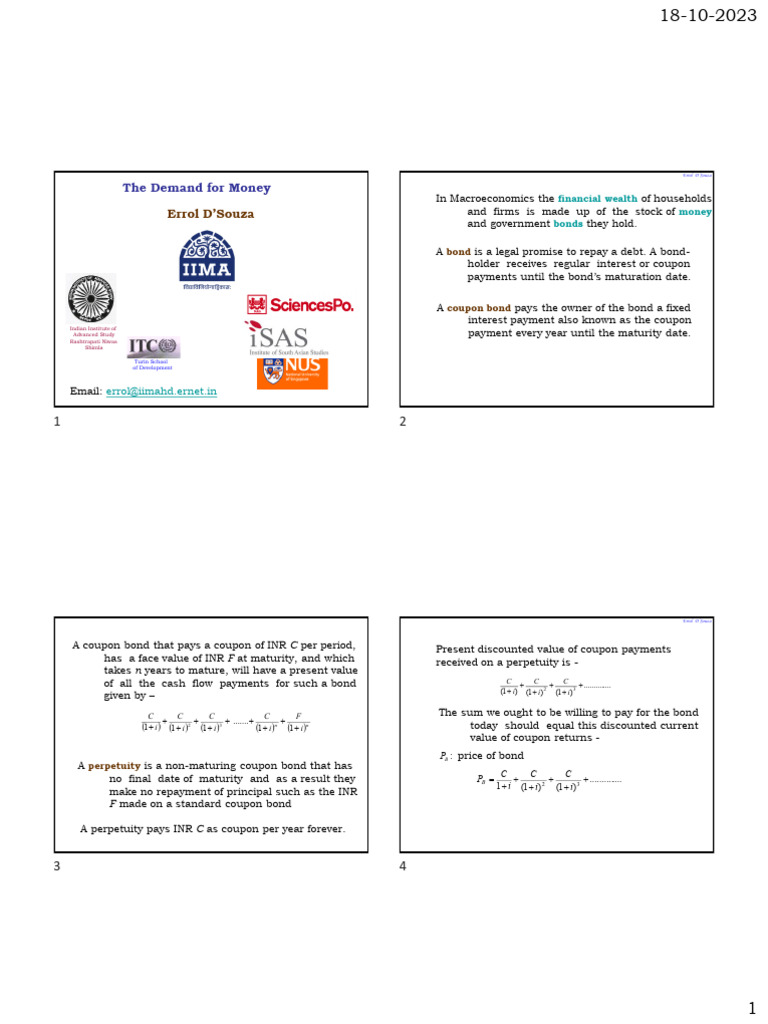 Session 7 - The Demand for Money | PDF | Bonds (Finance) | Interest