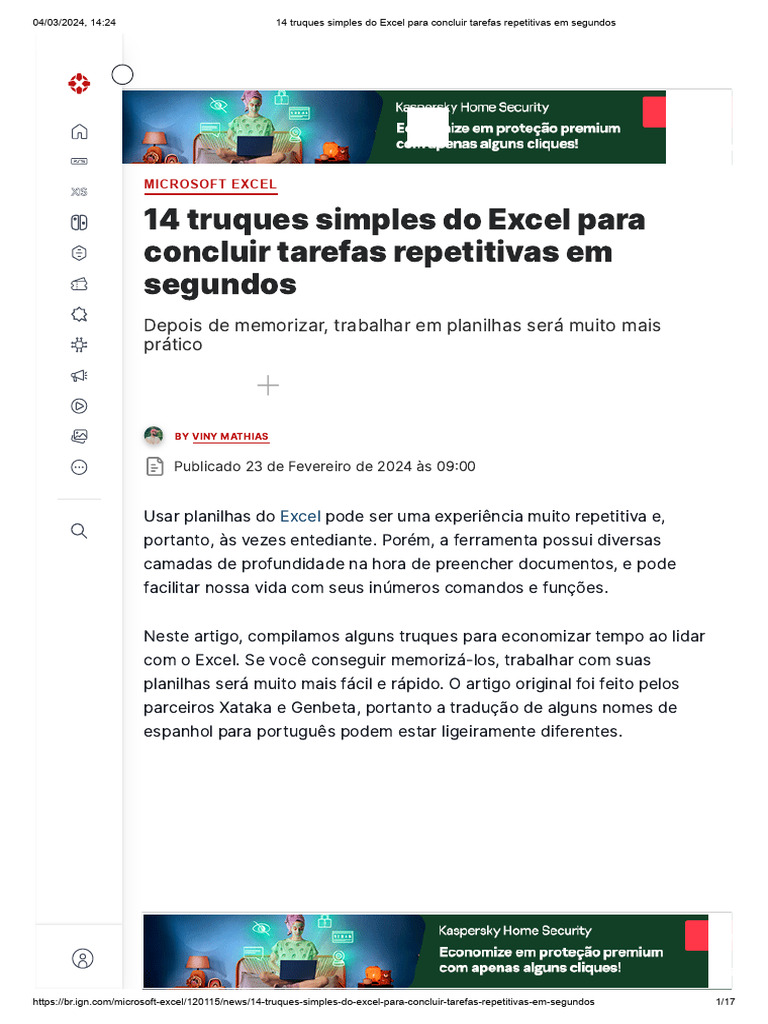 14 truques simples do Excel para concluir tarefas repetitivas em segundos | PDF | Macro (Ciência ...